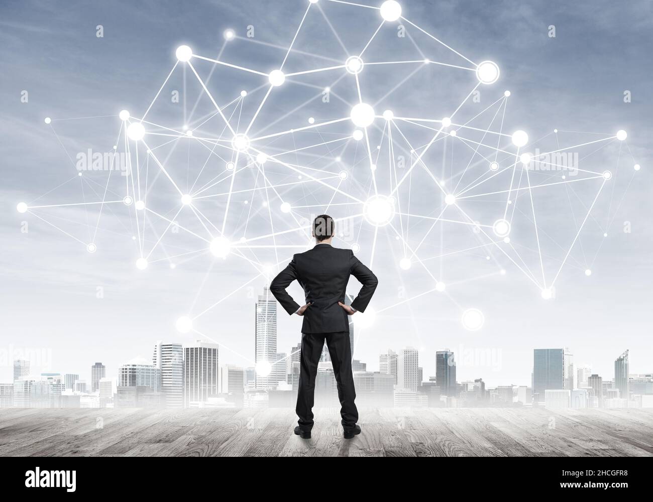 International business networking and social connection against modern ...