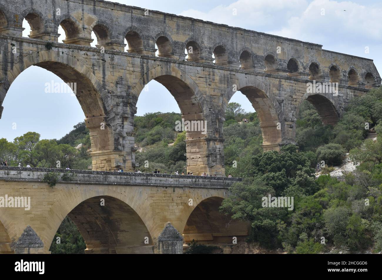 Beautiful view of the famous Pont du Gard bridge in France Stock Photo ...