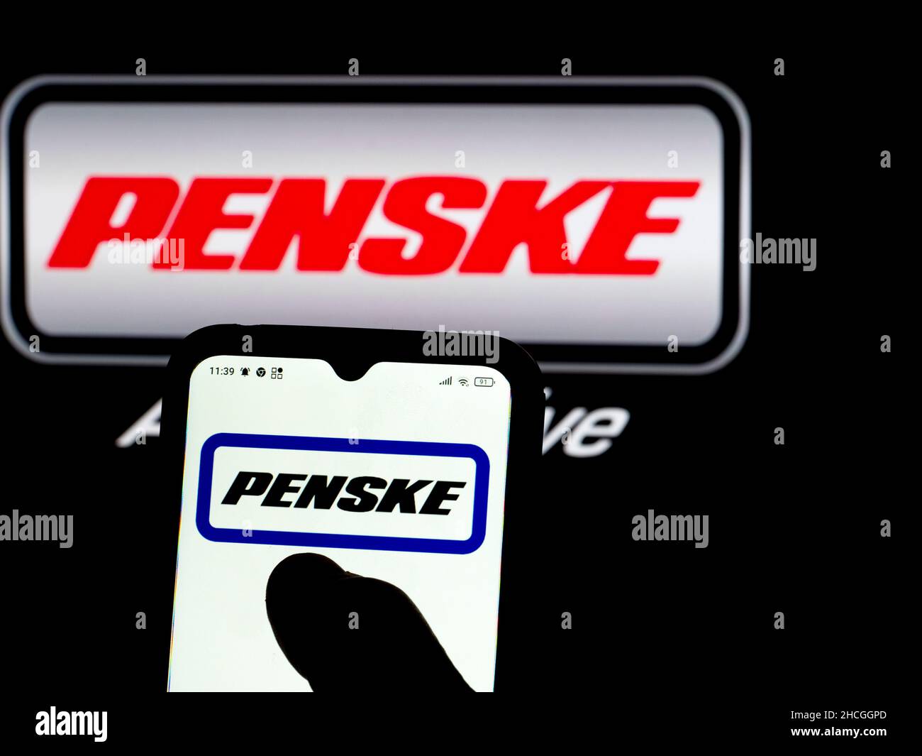 In this photo illustration Penske Automotive Group logo seen displayed ...