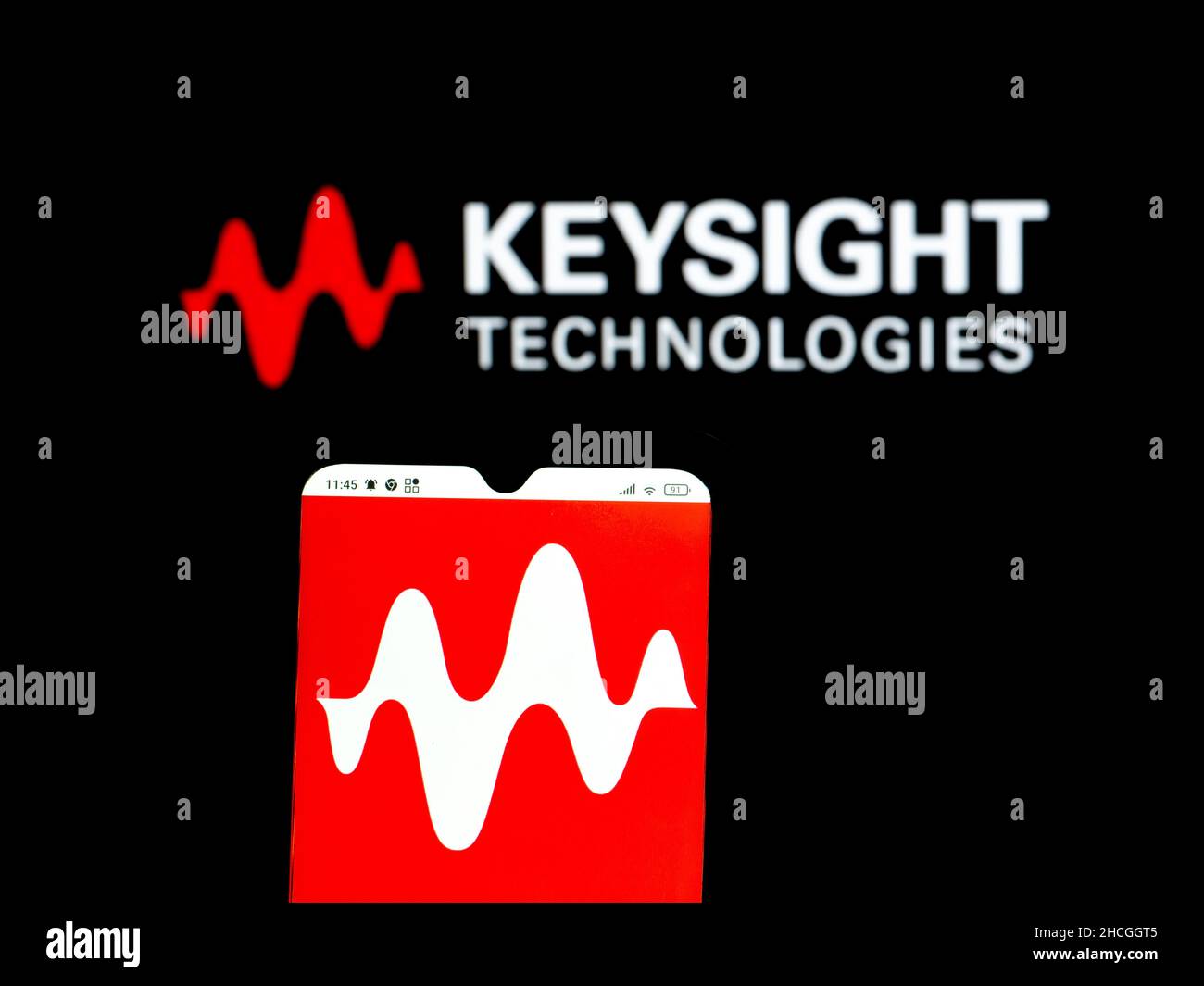 In this photo illustration Keysight Technologies, Inc. logo seen ...
