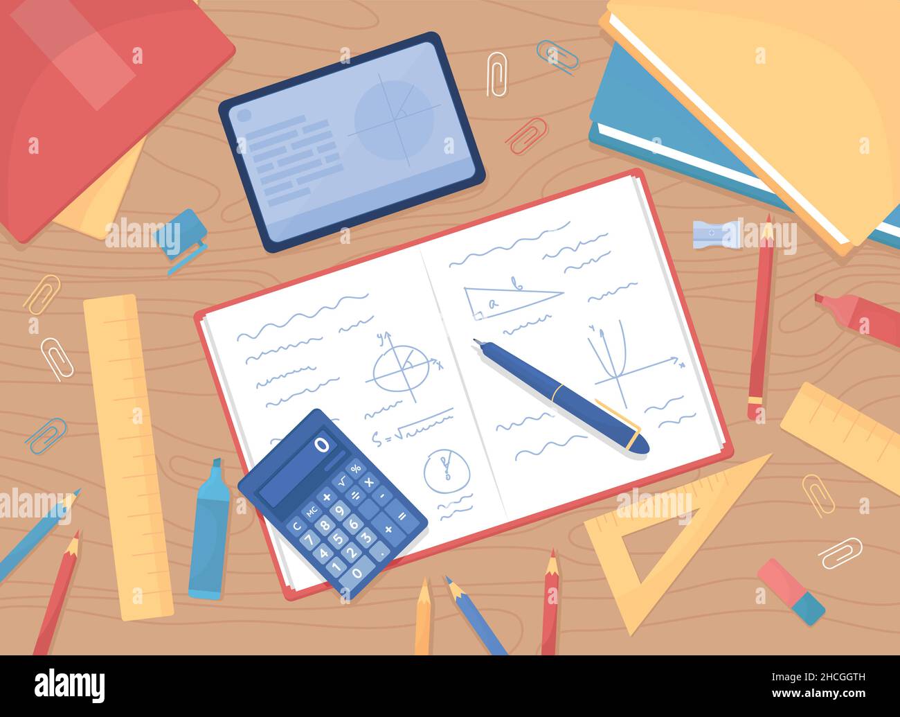 Mathematics homework flat color vector illustration Stock Vector Image ...