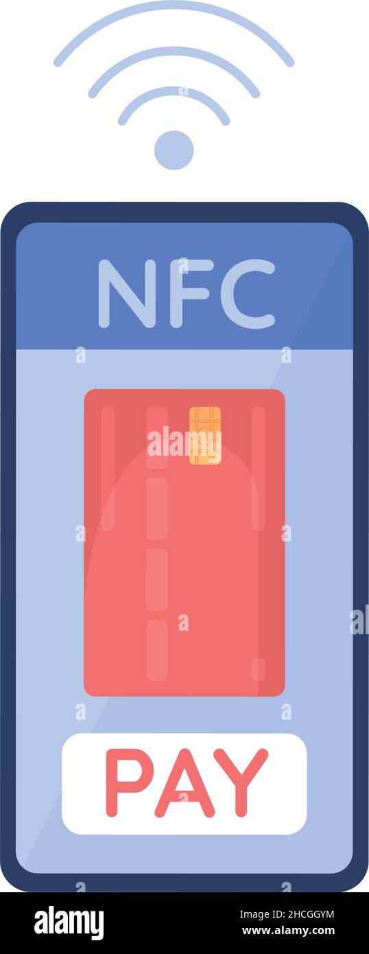 NFC signal on cellphone semi flat color vector object Stock Vector ...