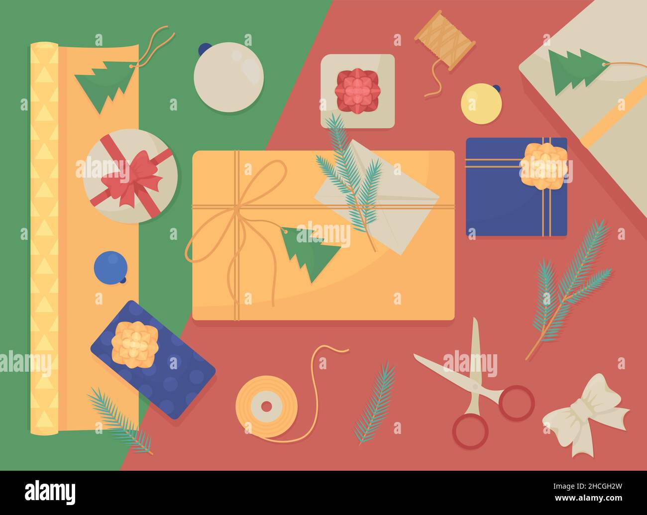 Gift wrapping process Stock Vector Images - Alamy