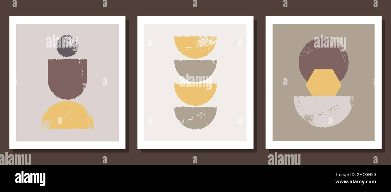 Abstract posters. Modern boho style backgrounds. Composition Stock ...