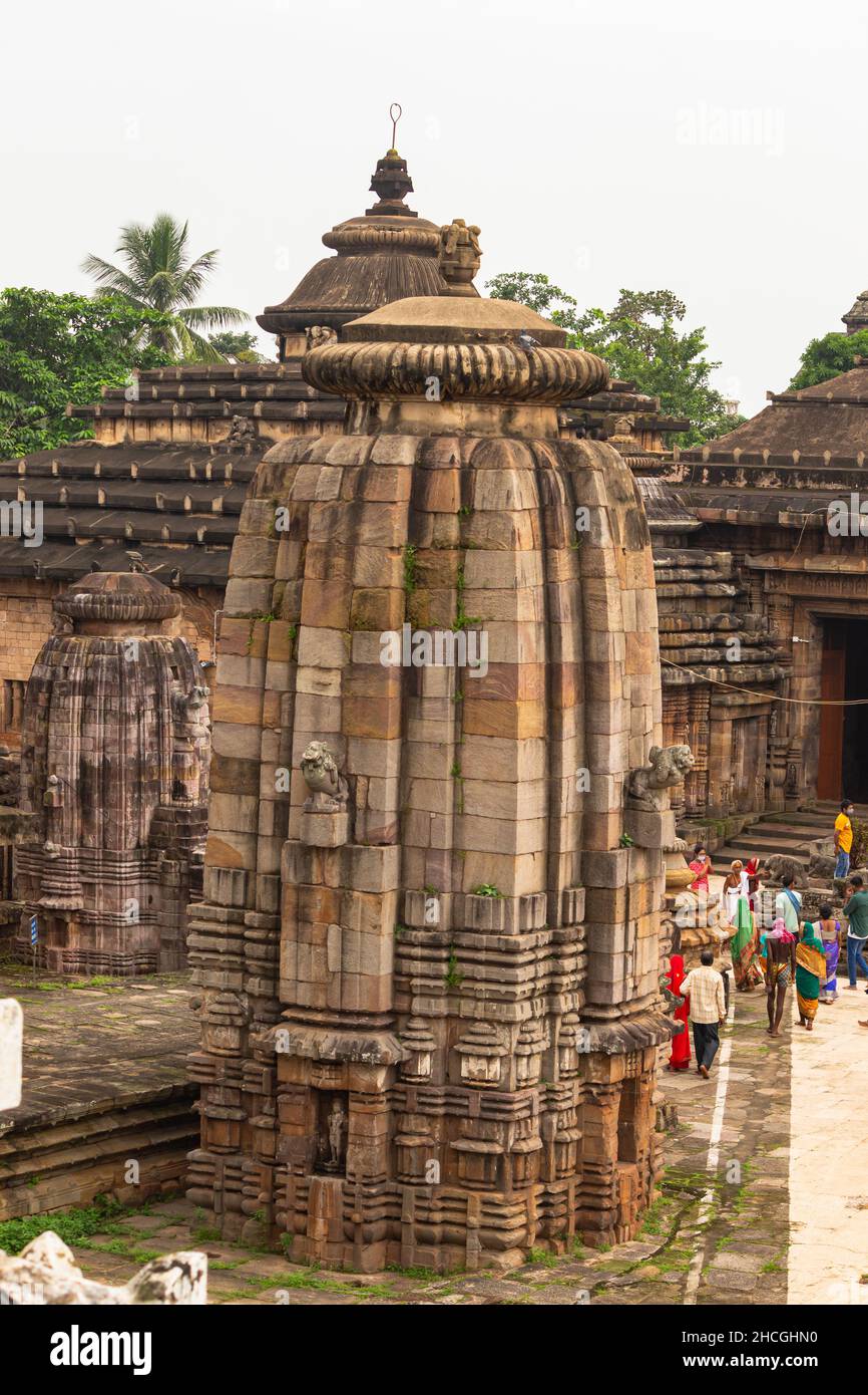 Beautiful shot of the Lingaraja Temple under the cloudy skies in India ...