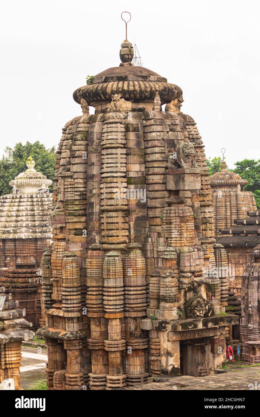 Beautiful shot of the Lingaraja Temple under the cloudy skies in India ...