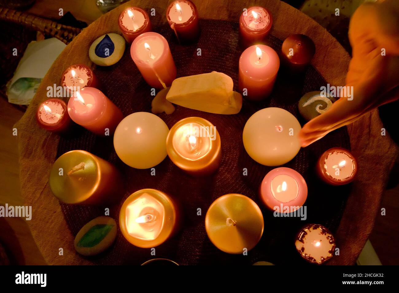Round candles beautiful table hi-res stock photography and images - Alamy