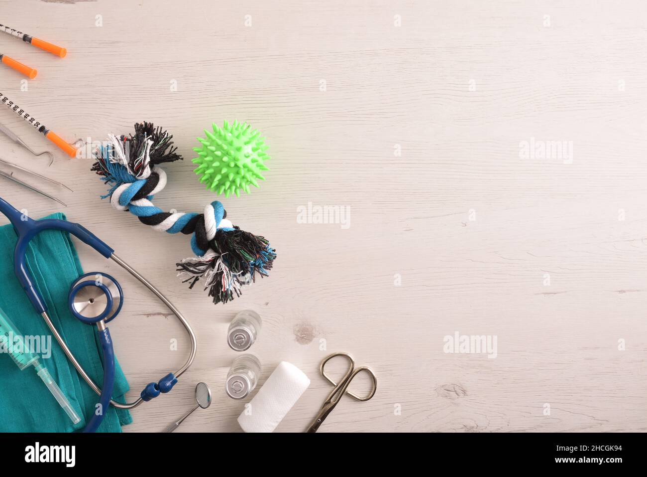 Background with supply with veterinary material for cures and surgical ...