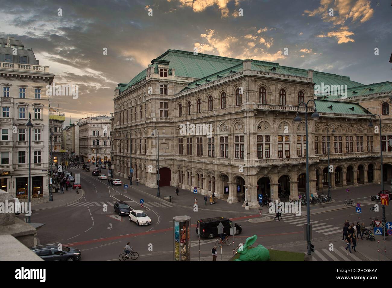 Center of the city of Vienna, Austria under a gloomy sky Stock Photo ...