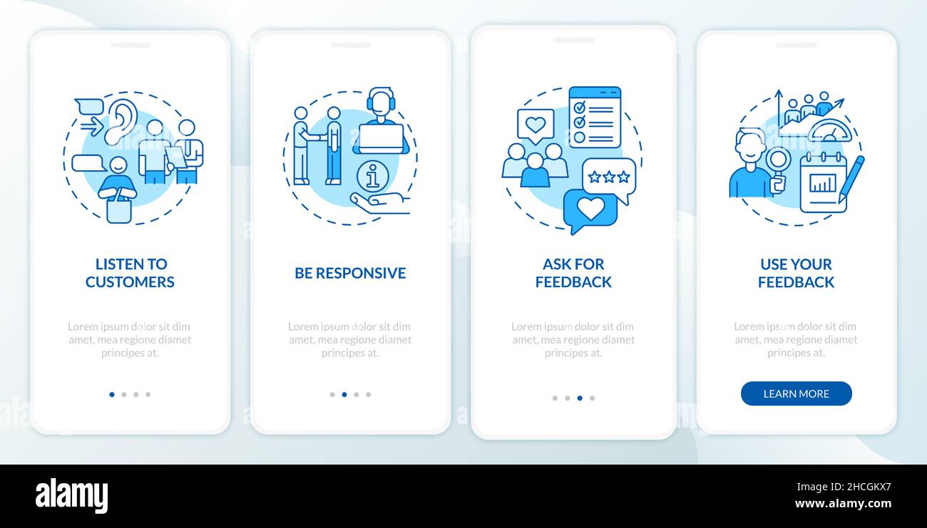 Client service blue onboarding mobile app screen Stock Vector Image ...