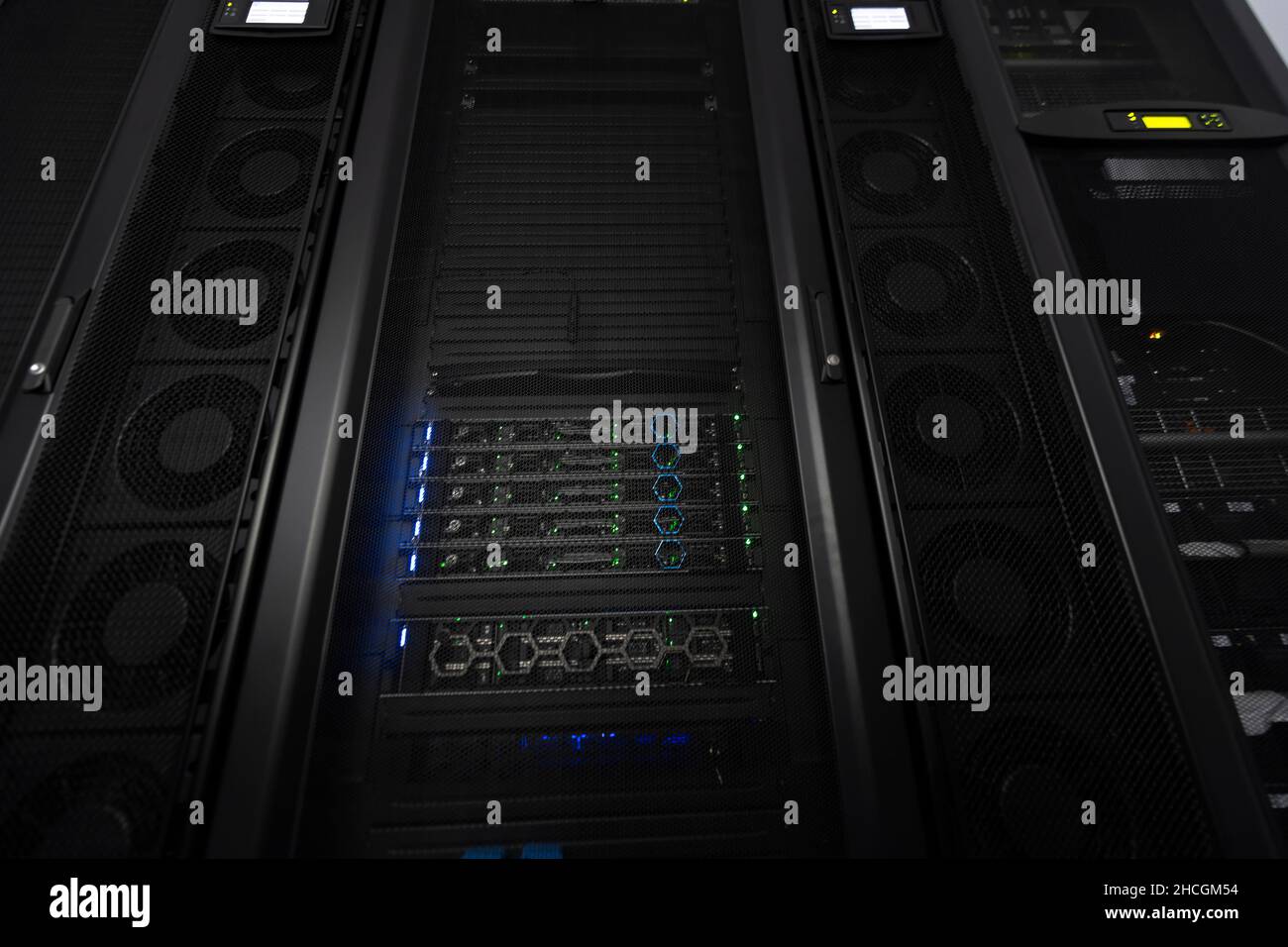 Data Center With Multiple Rows of Fully Operational Server Racks ...