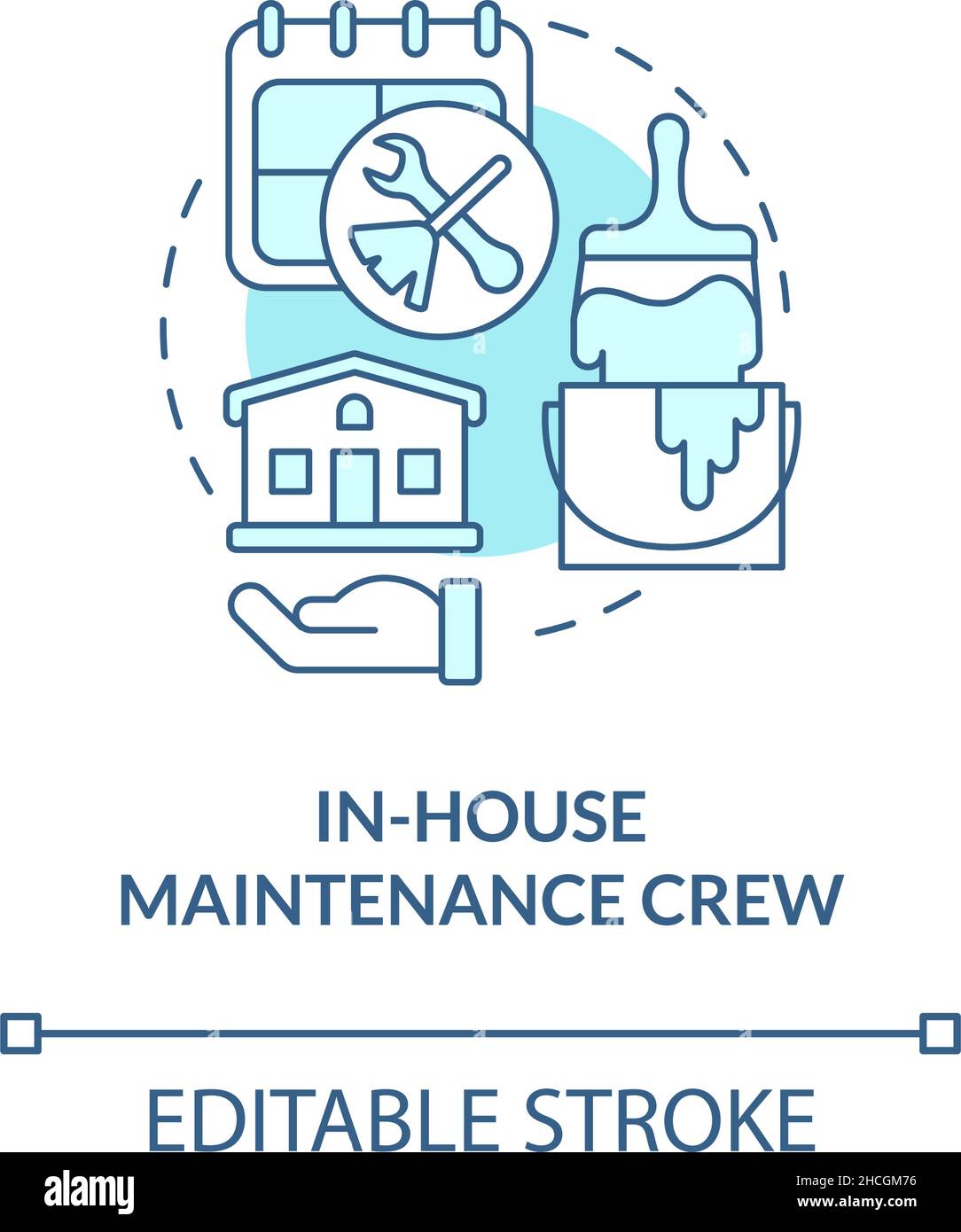 In-house maintenance crew turquoise concept icon Stock Vector Image ...