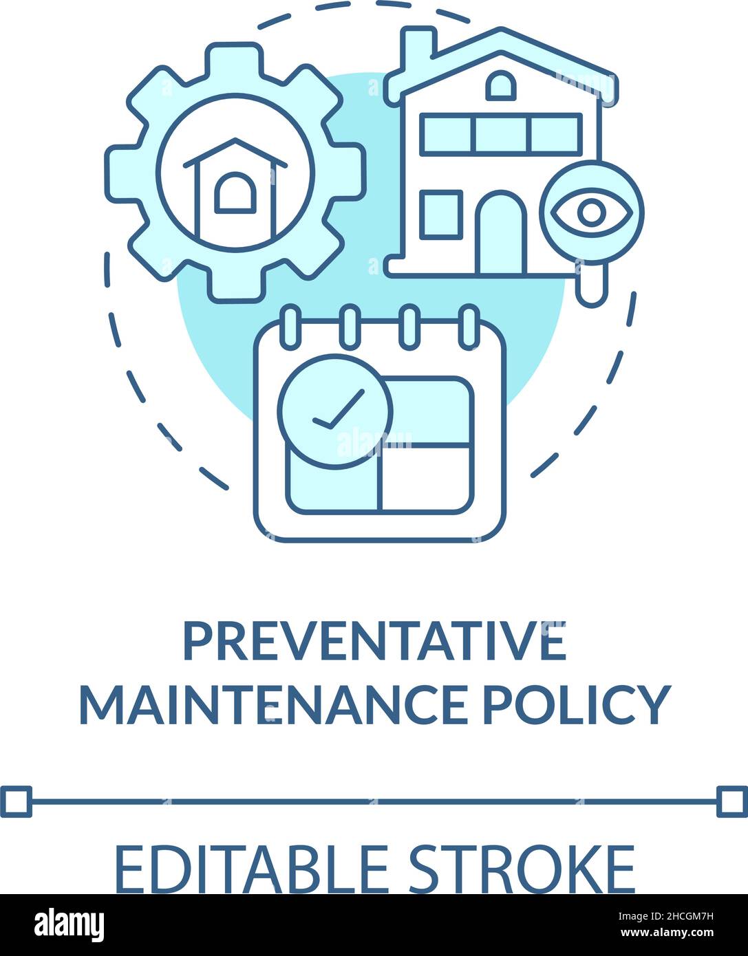 Preventative maintenance policy turquoise concept icon Stock Vector ...
