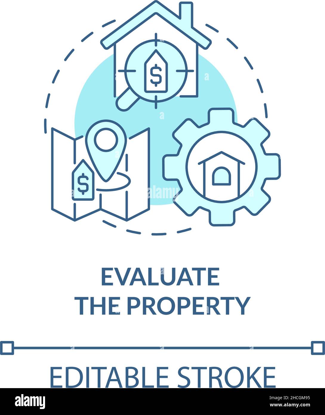 Evaluate property turquoise concept icon Stock Vector Image & Art - Alamy