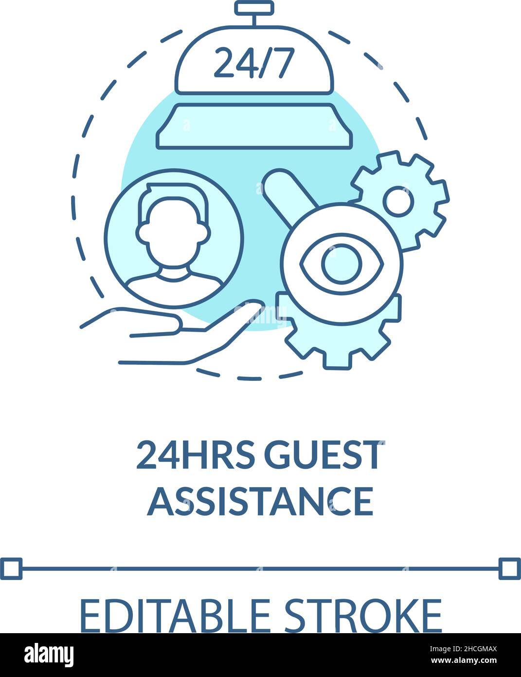 Constant guest assistance turquoise concept icon Stock Vector Image ...