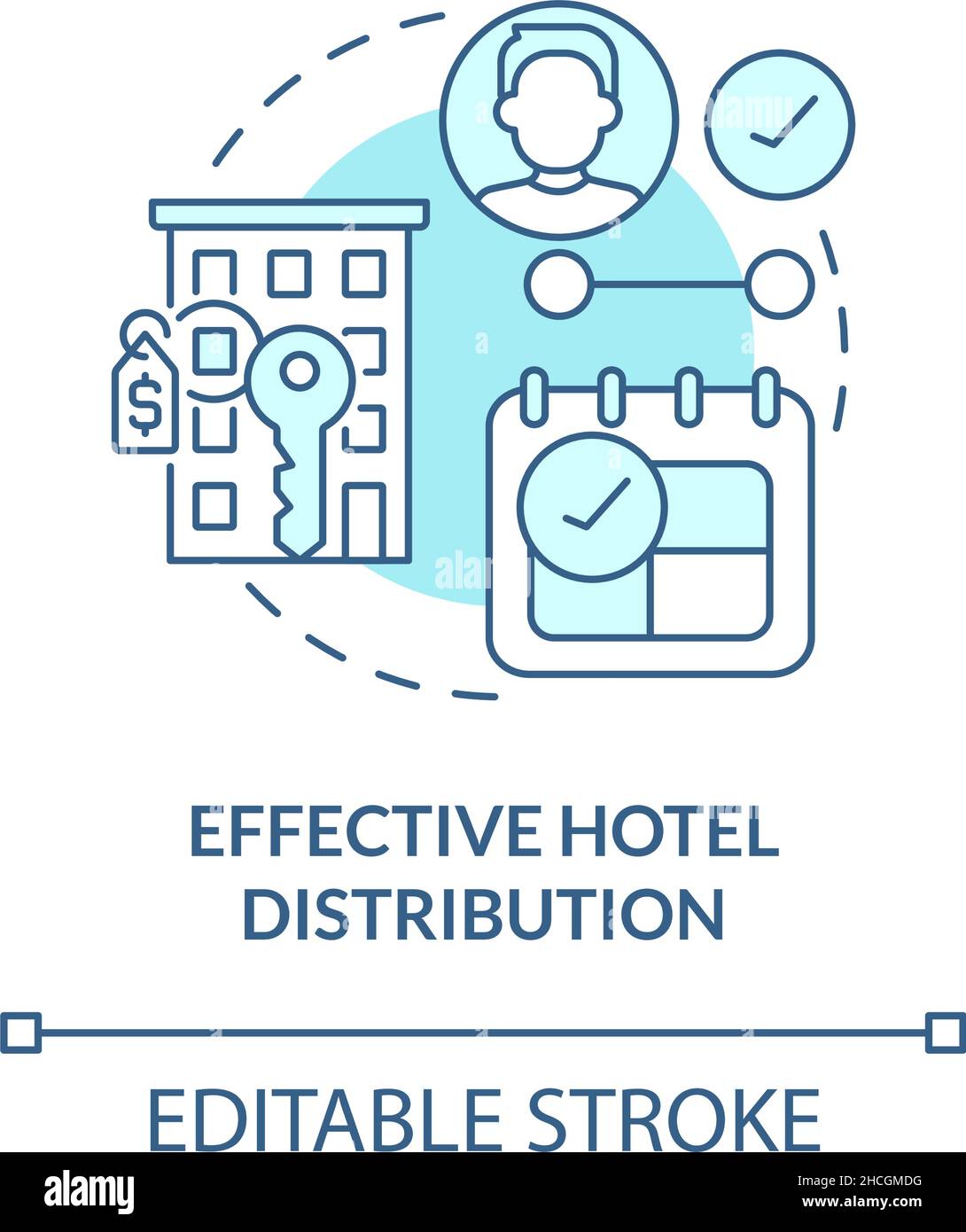 Effective hotel distribution turquoise concept icon Stock Vector Image ...
