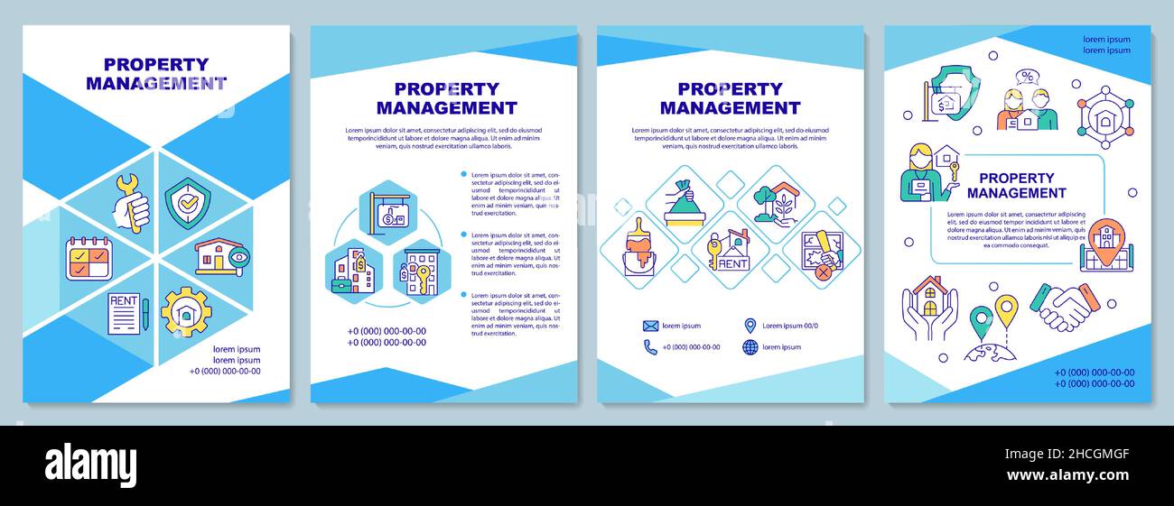 Property management blue brochure template Stock Vector Image & Art - Alamy