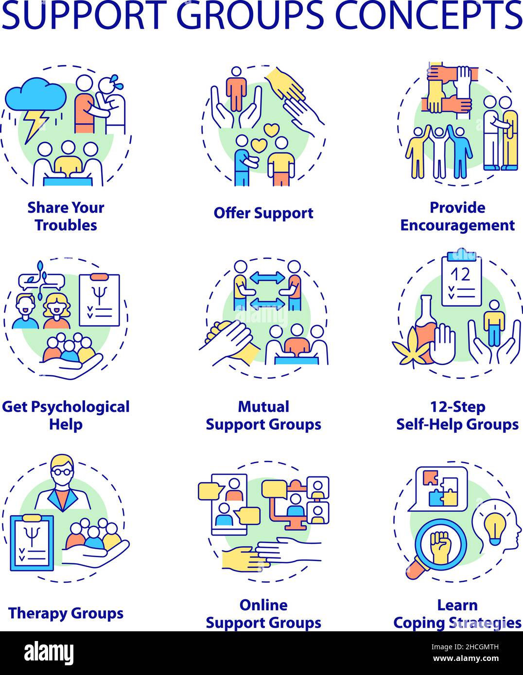 Virtual support set icons Stock Vector Images - Alamy