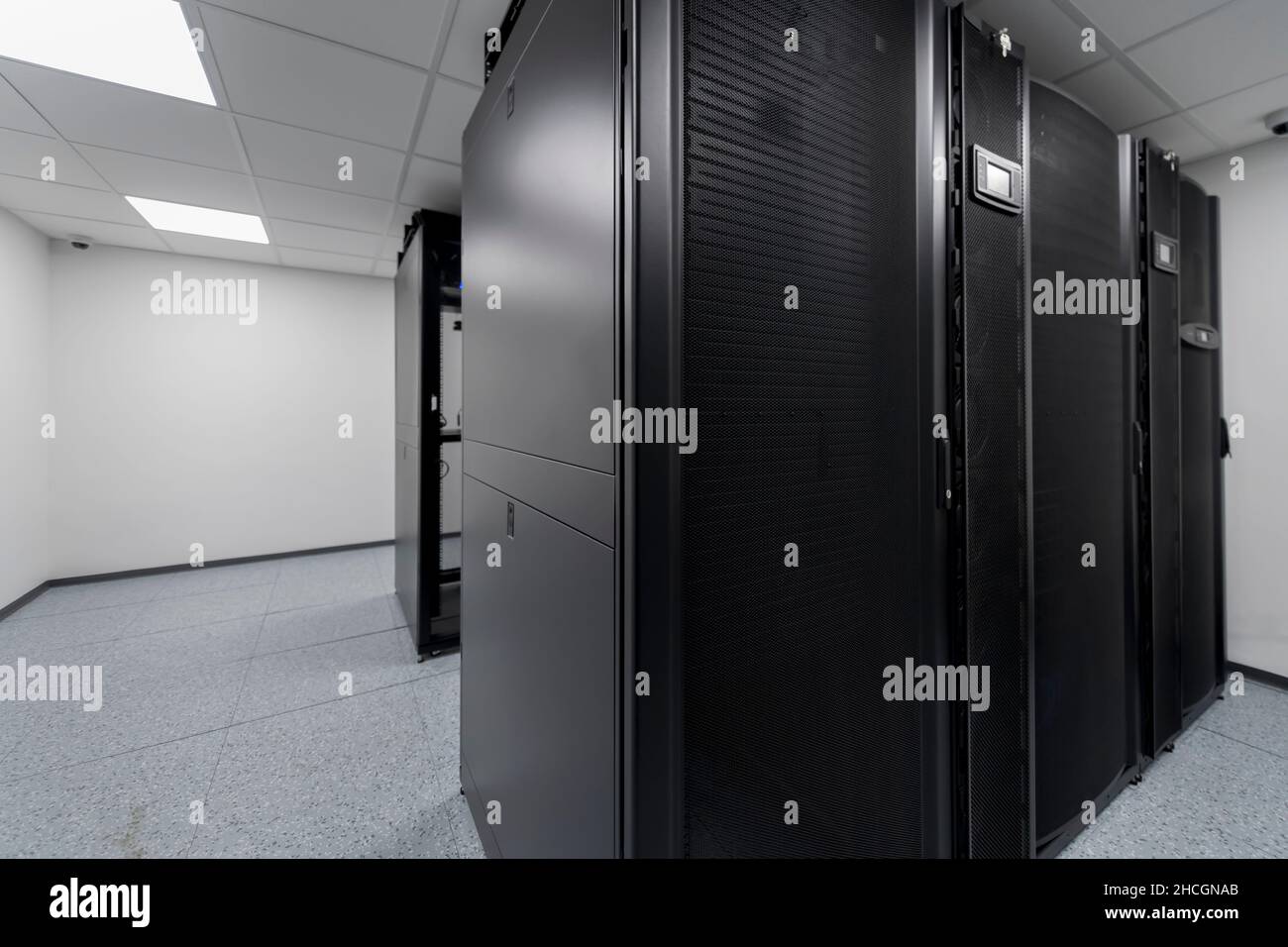 Data Center With Multiple Rows of Fully Operational Server Racks ...