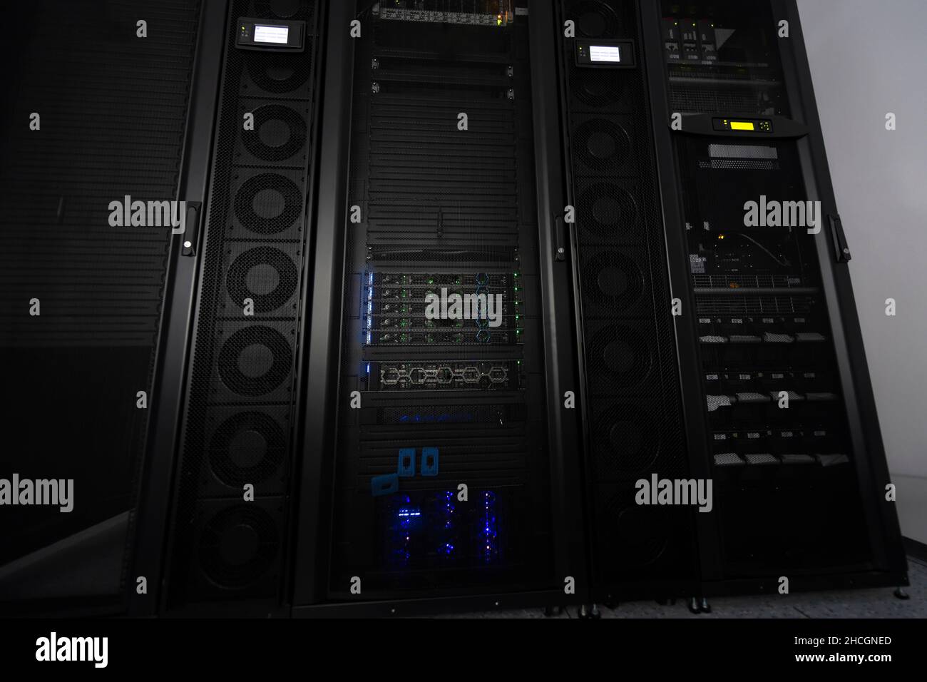 Data Center With Multiple Rows of Fully Operational Server Racks ...