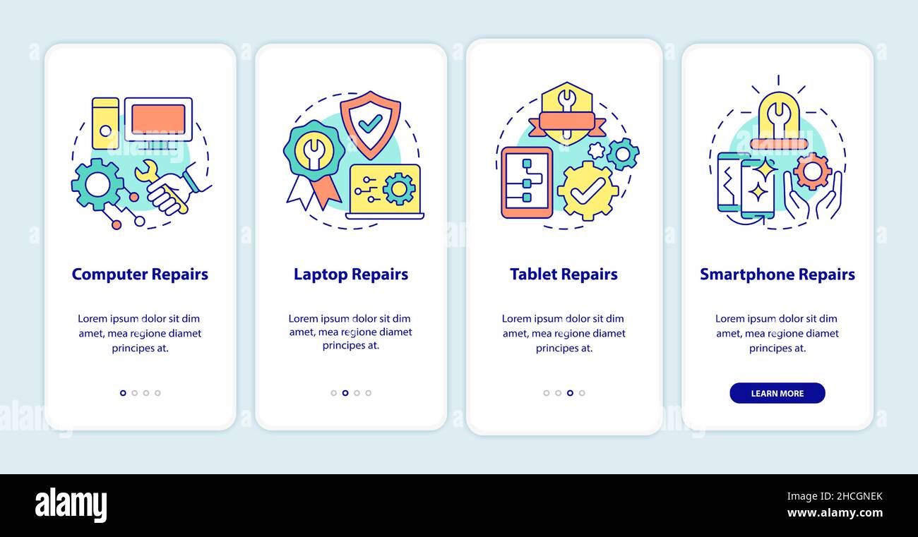Types of services onboarding mobile app screen Stock Vector Image & Art ...