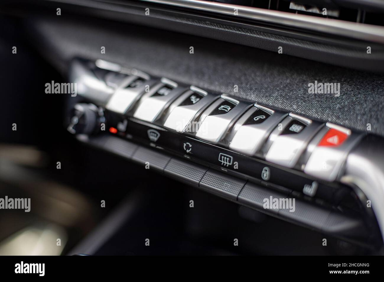 multimedia control console and climate in a modern car. close-up ...