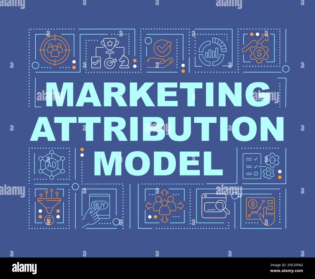 Marketing attribution model word concepts blue banner Stock Vector ...