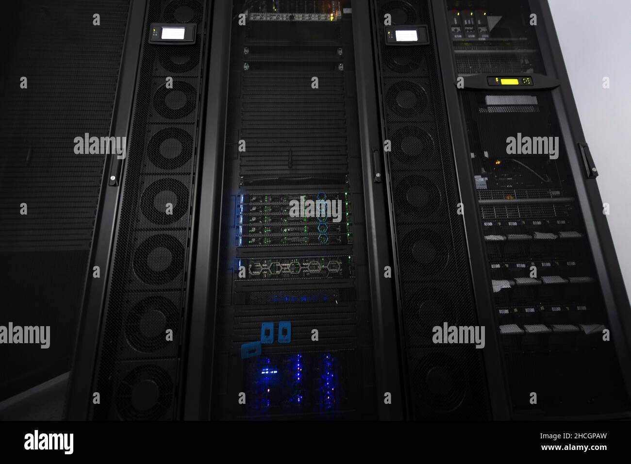 Data Center With Multiple Rows of Fully Operational Server Racks ...