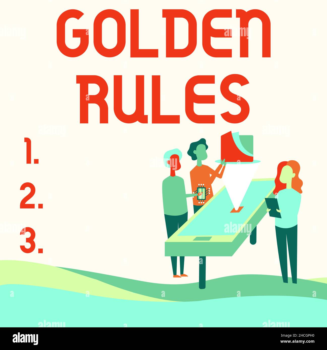Handwriting text Golden Rules. Concept meaning Basic principle that ...