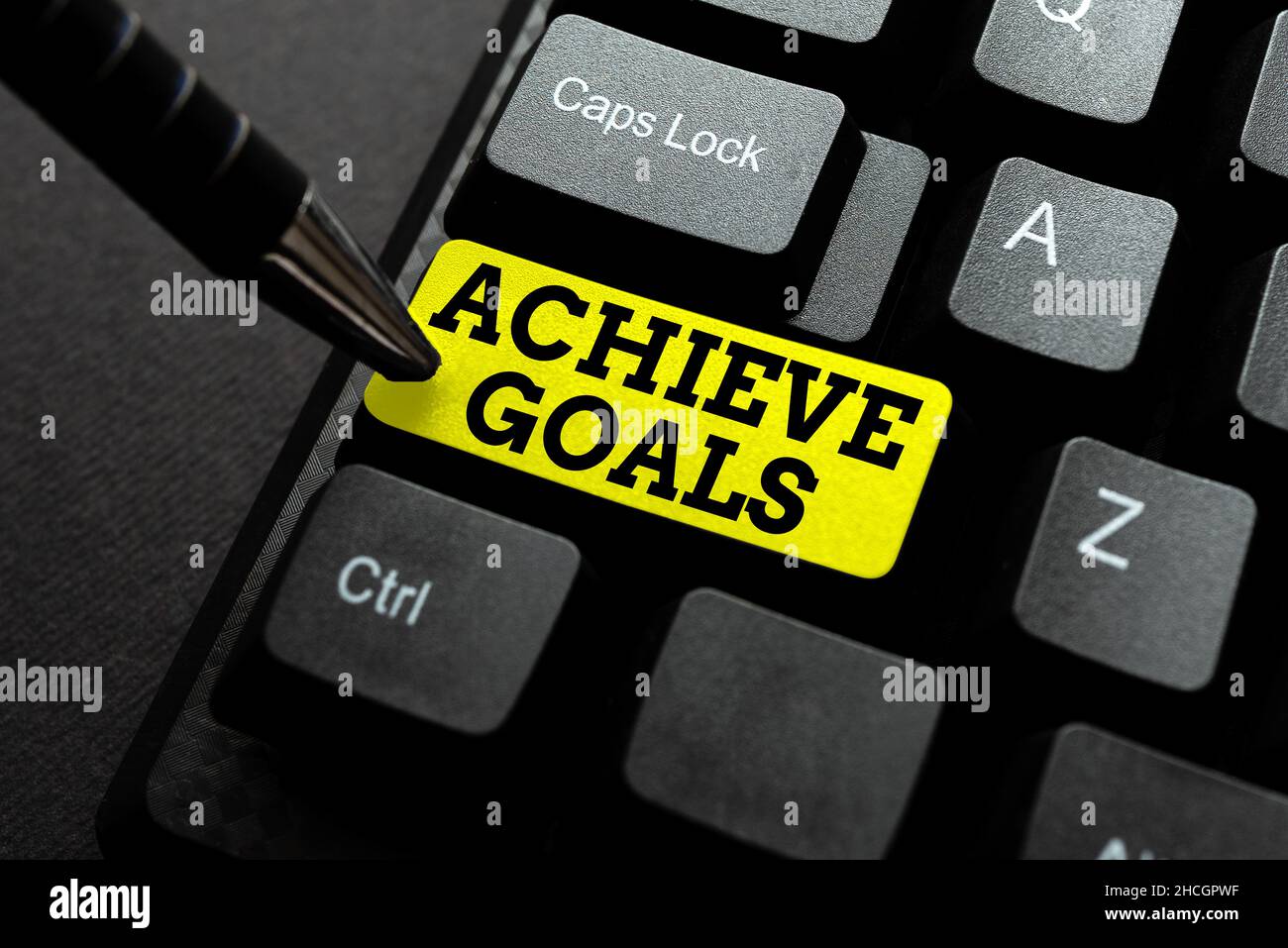 Sign displaying Achieve Goals. Business showcase Results oriented Reach ...