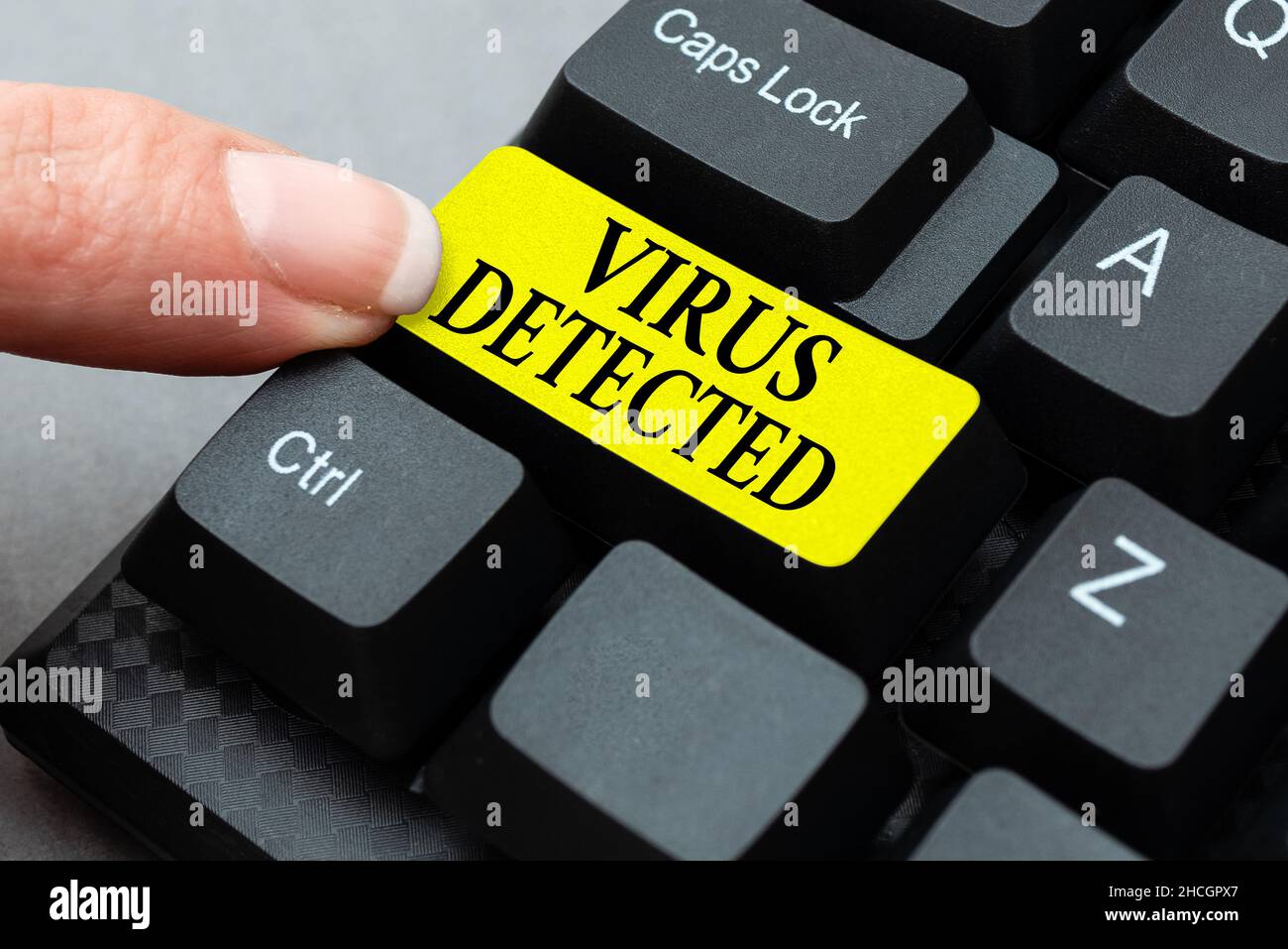Writing Displaying Text Virus Detected Business Concept A Computer Program Used To Prevent And