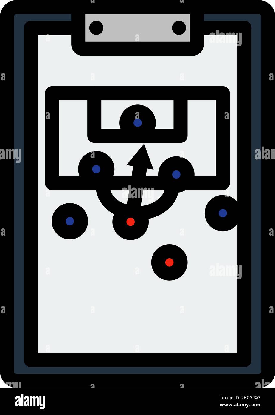 Icon Of Football Coach Tablet With Game Plan. Editable Bold Outline ...