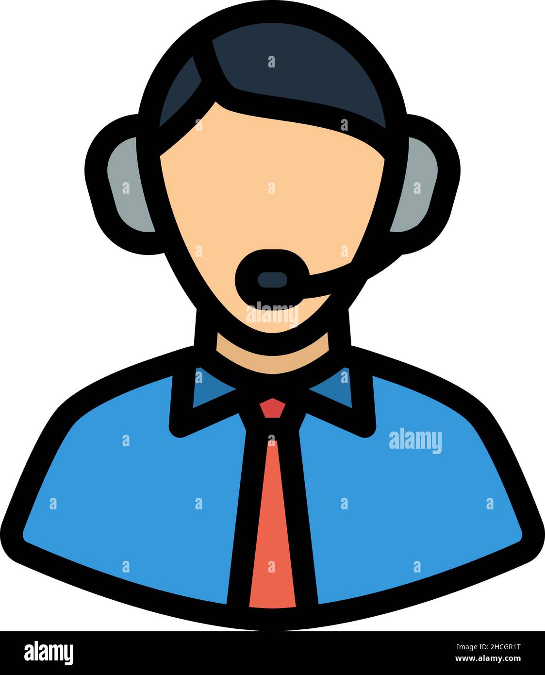 Icon Of Football Commentator. Editable Bold Outline With Color Fill ...