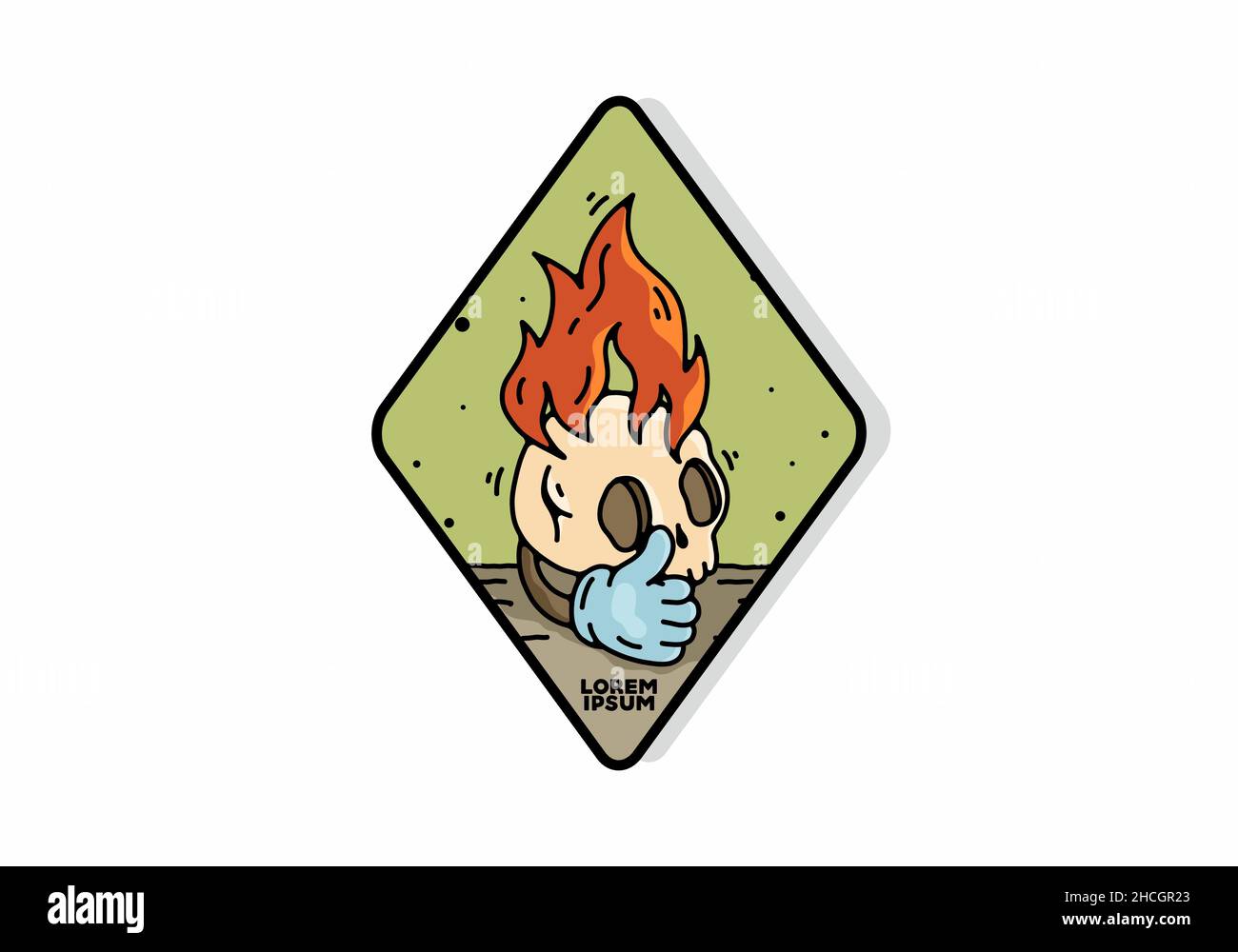skull head with flame and thumb up illustration Stock Vector Image ...