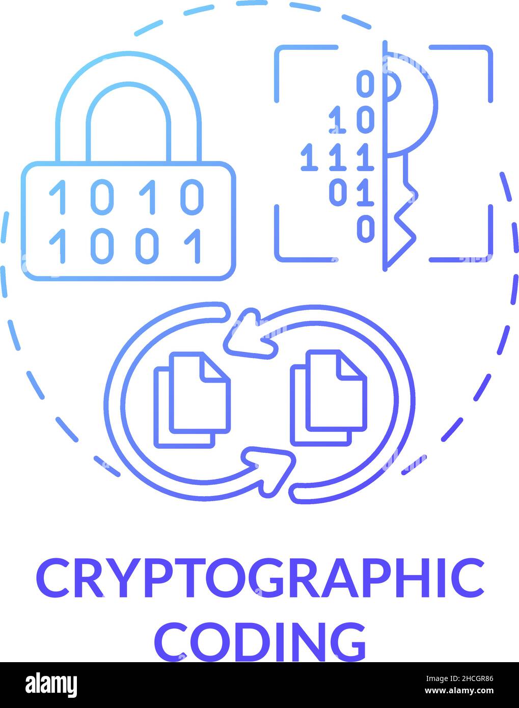 Cryptographic coding blue gradient concept icon Stock Vector Image ...