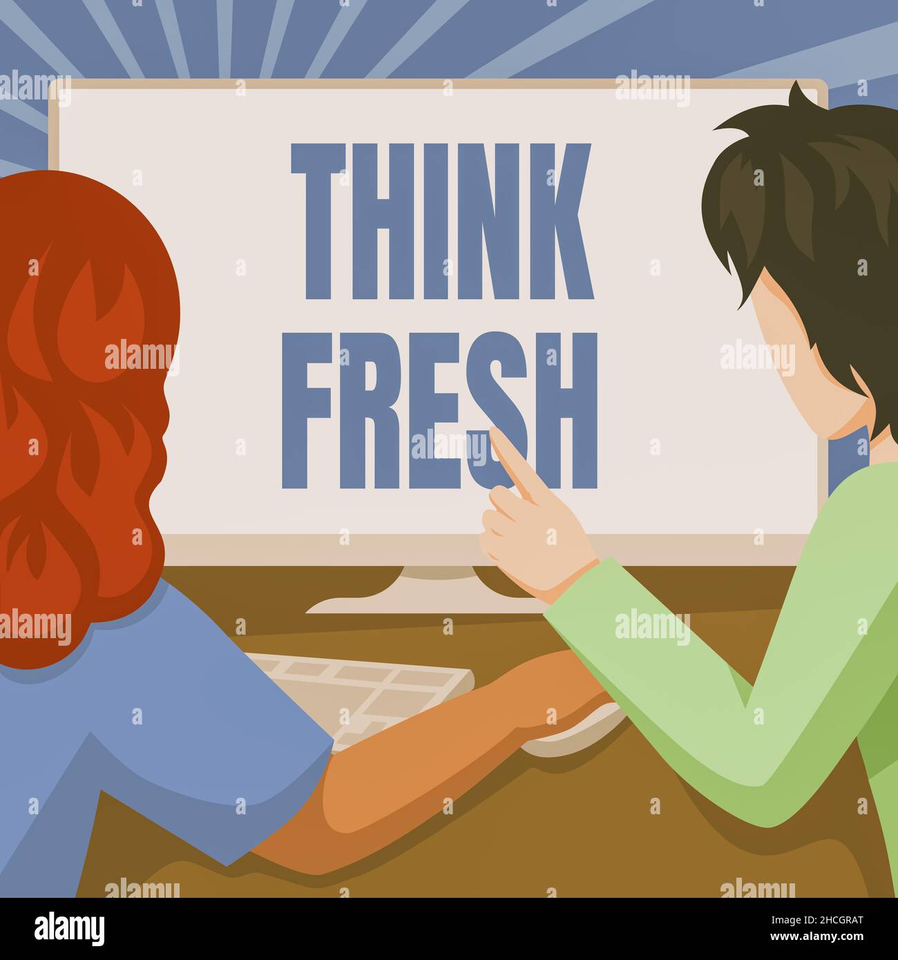 Text caption presenting Think Fresh. Word Written on a new perspective ...