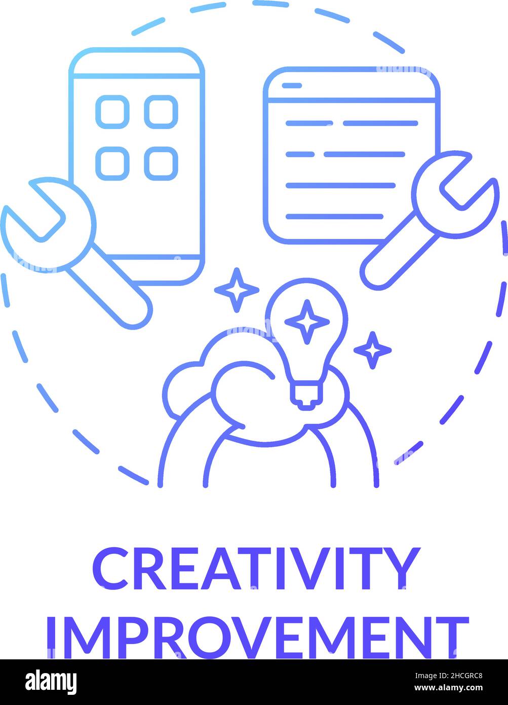 Creativity improvement blue gradient concept icon Stock Vector Image ...