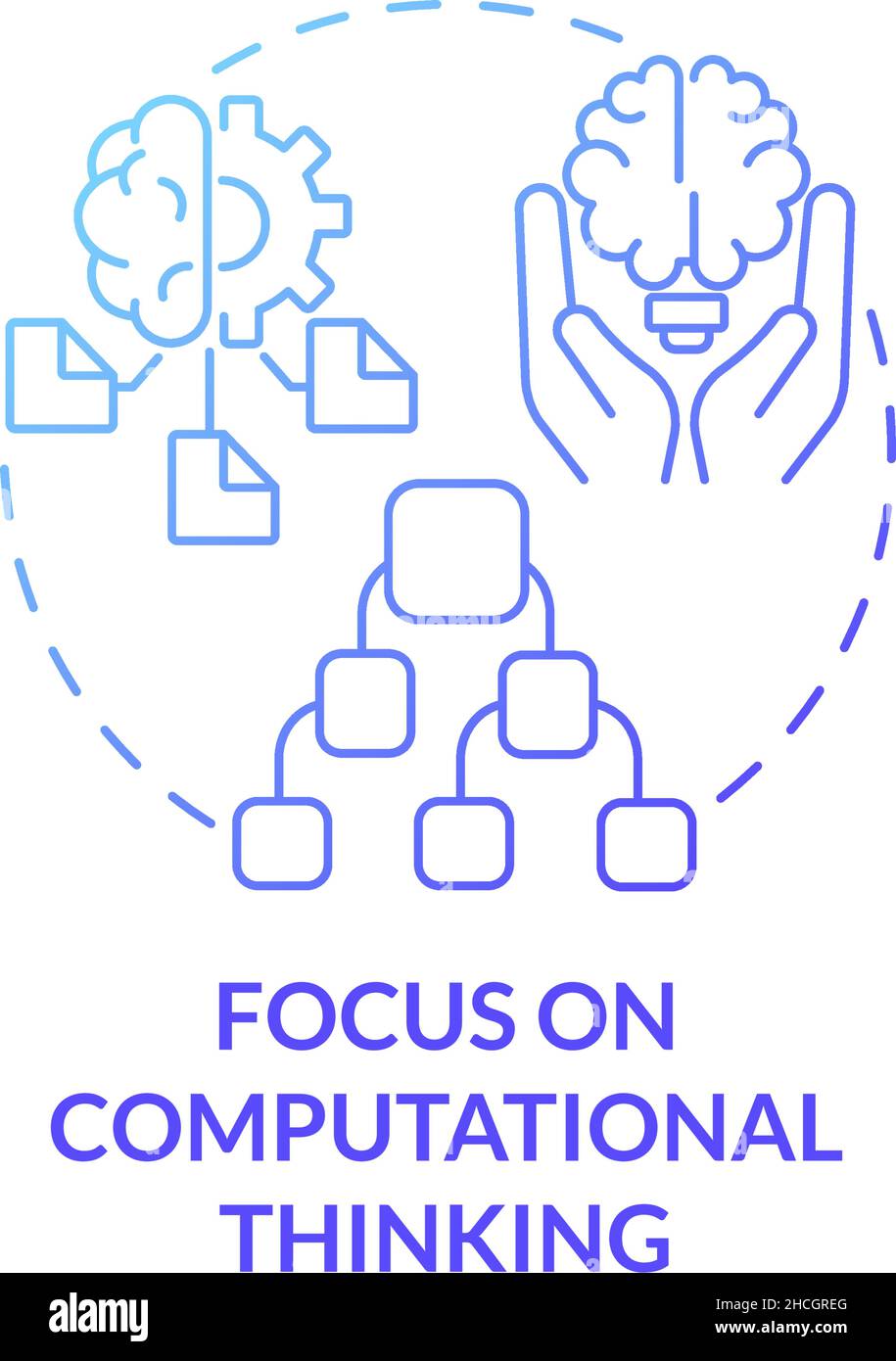 Focus On Computational Thinking Blue Gradient Concept Icon Stock Vector