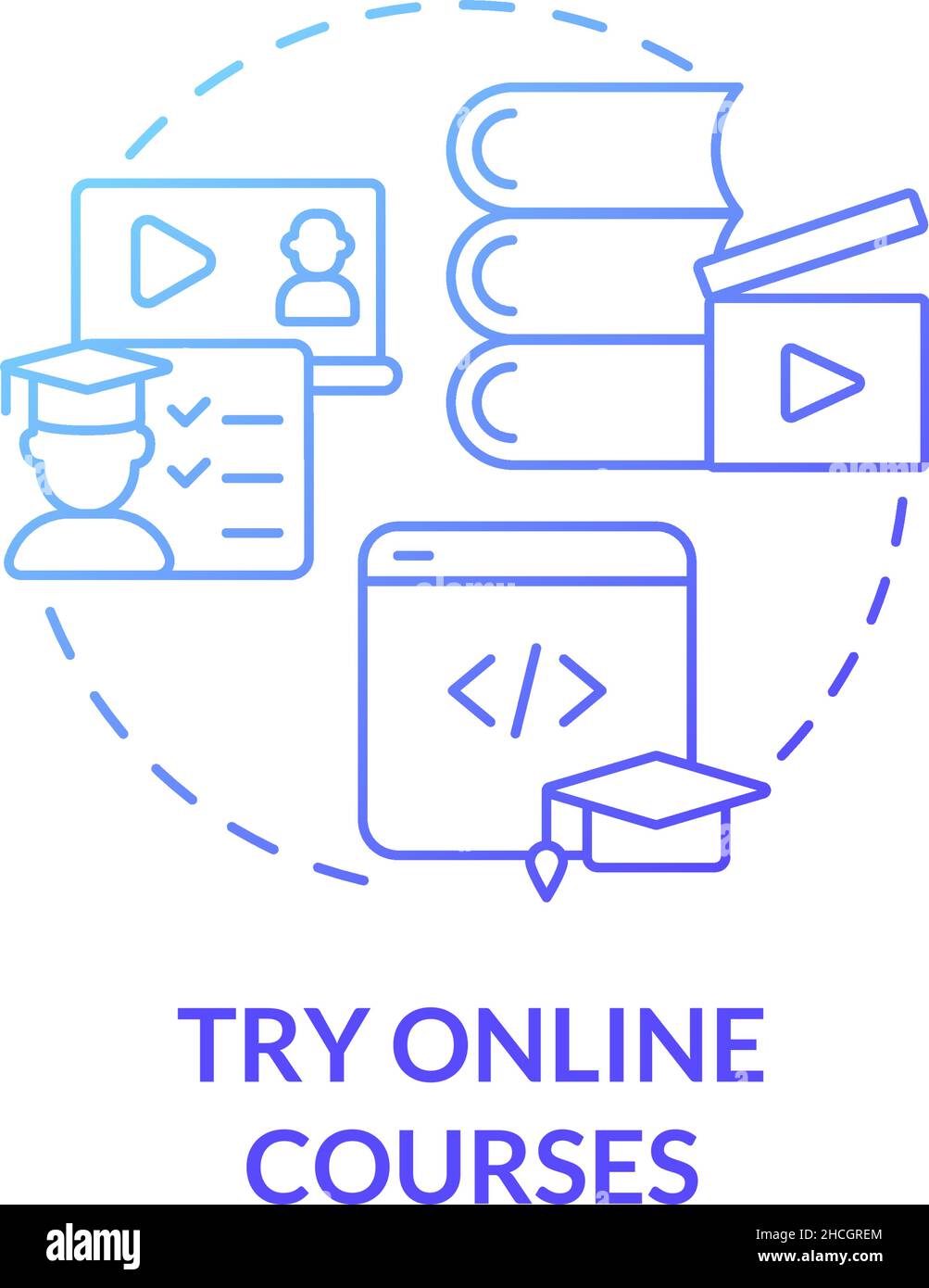 Try online courses blue gradient concept icon Stock Vector Image & Art ...