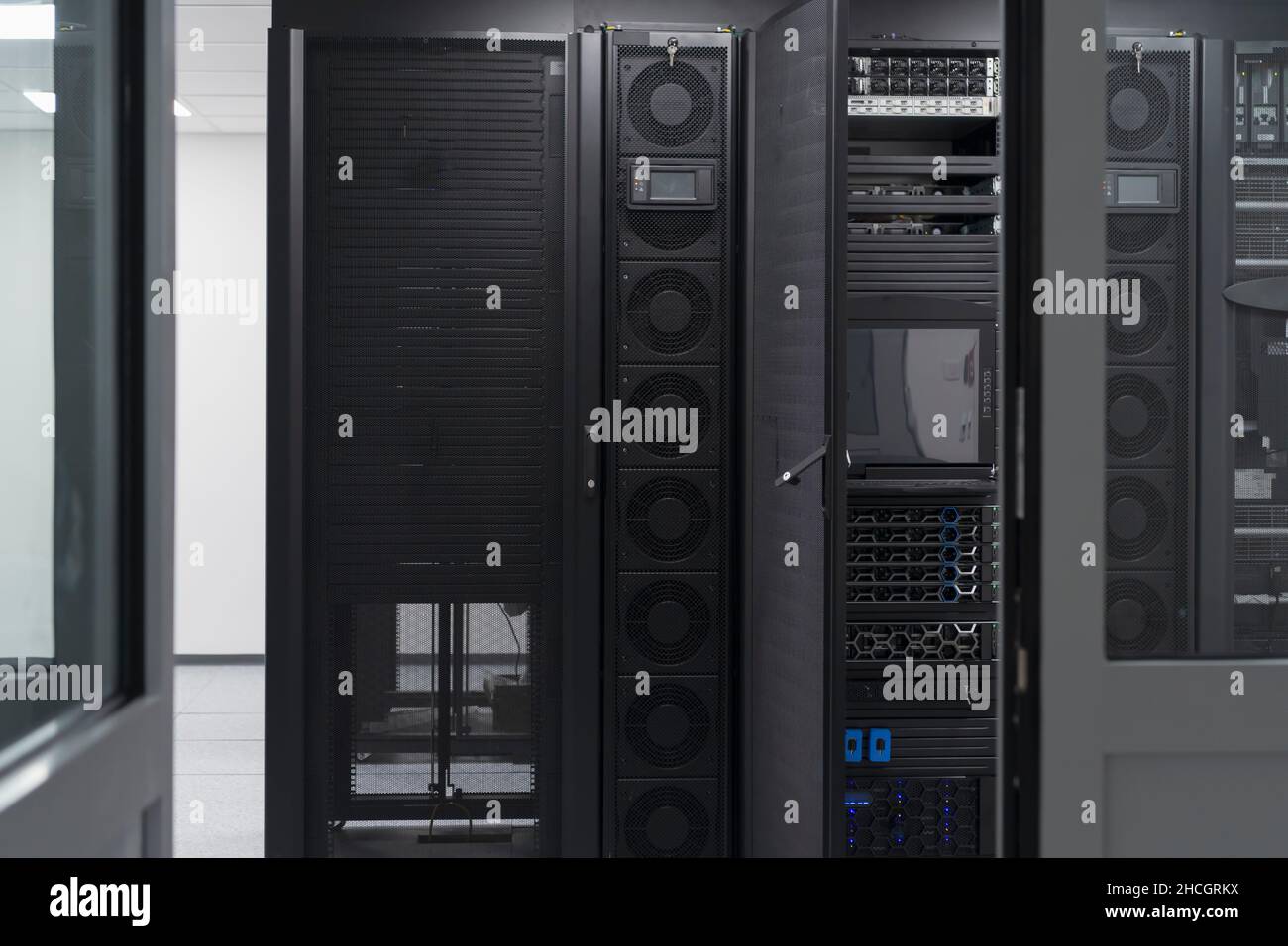 Data Center With Multiple Rows of Fully Operational Server Racks ...