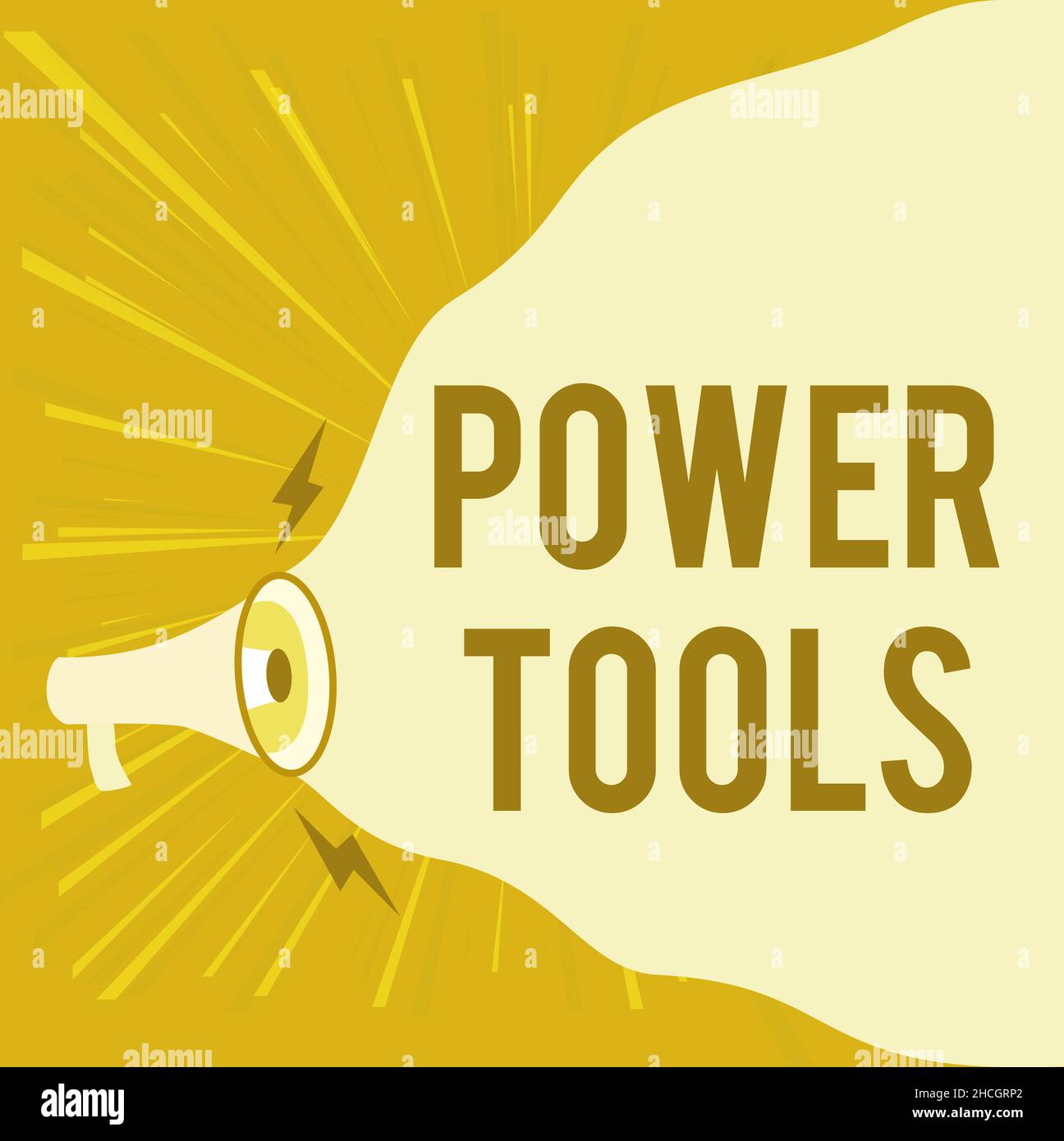Inspiration showing sign Power Tools. Word Written on tools powered by ...