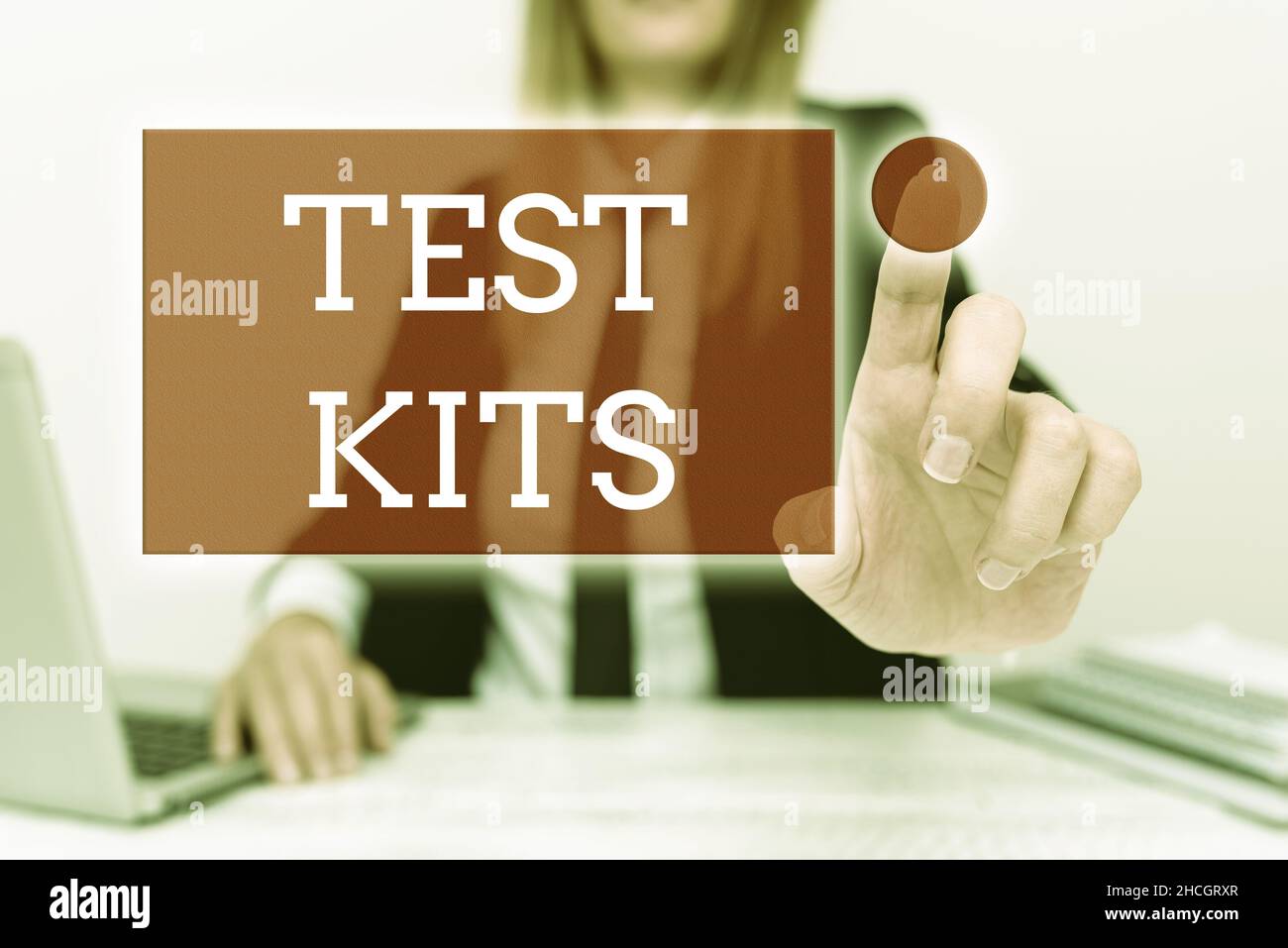 Conceptual caption Test Kits. Business overview tools used to detect ...