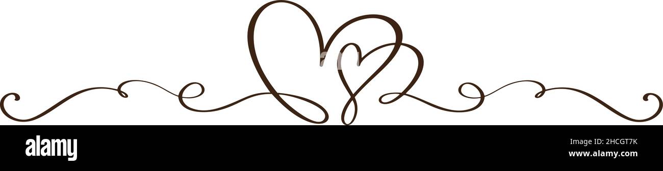 Flourish vintage Vector divider Valentines Day Hand Drawn Black ...