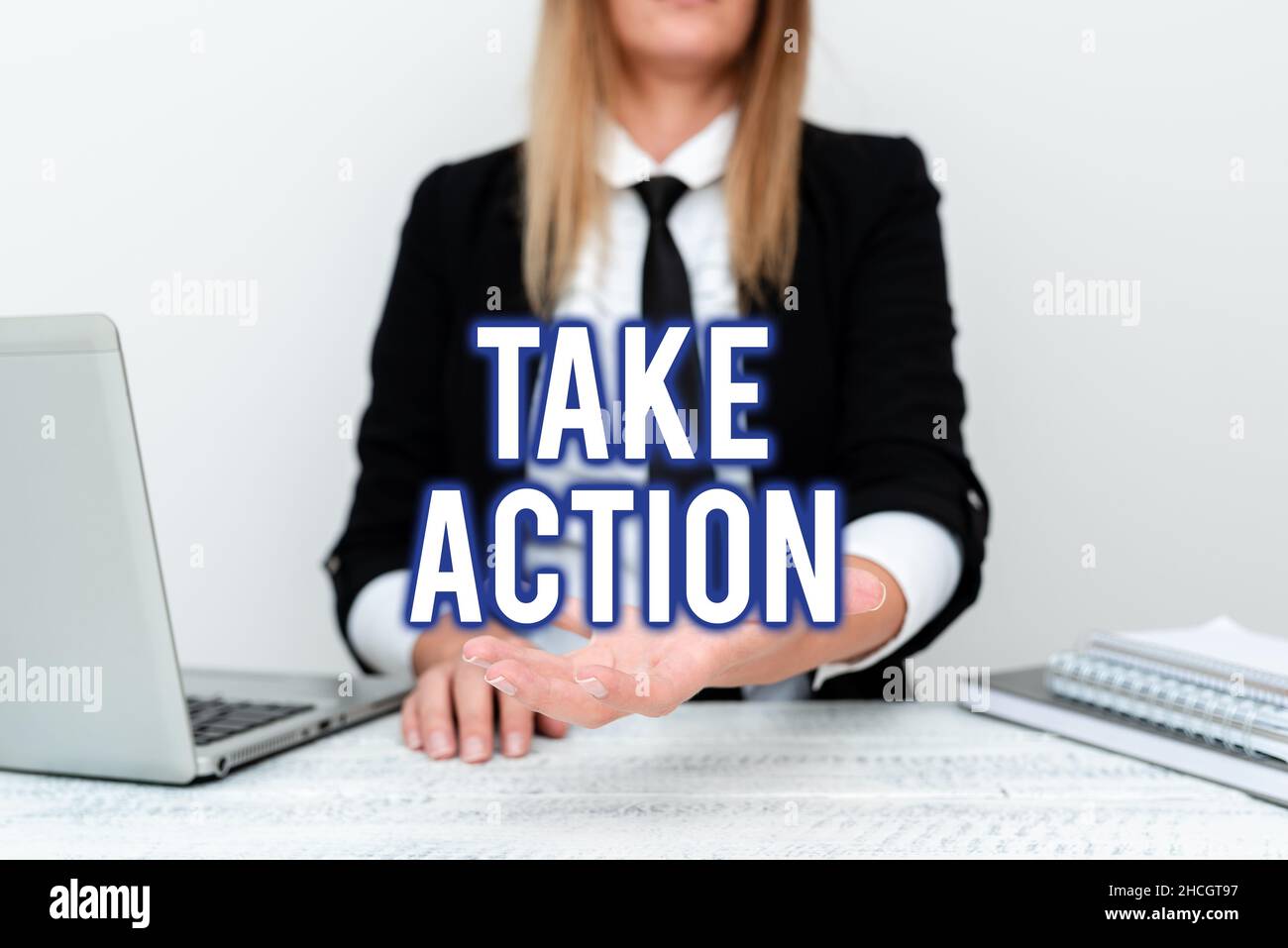 Conceptual caption Take Action. Concept meaning positive act of making ...