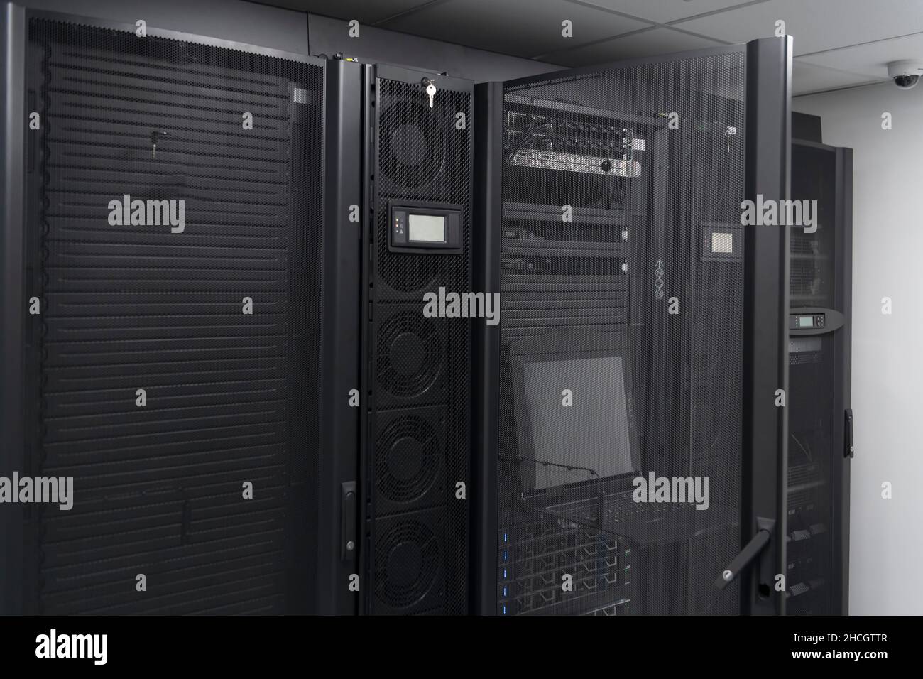 Data Center With Multiple Rows of Fully Operational Server Racks ...