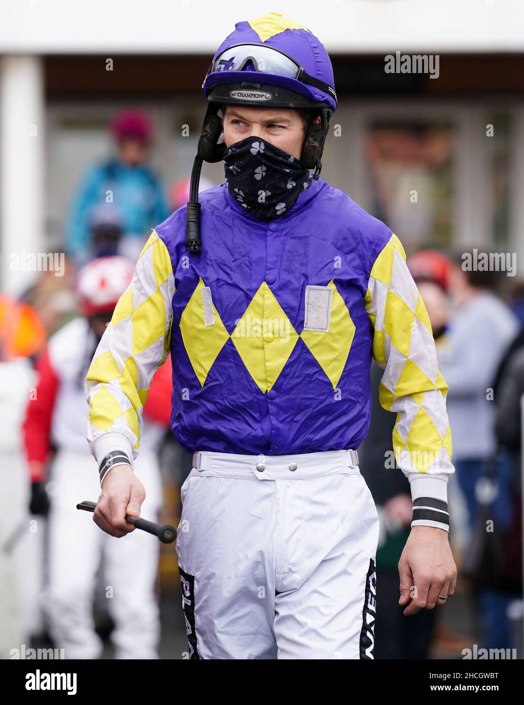 Jockey Lee Edwards at Newbury Racecourse. Picture date: Wednesday ...