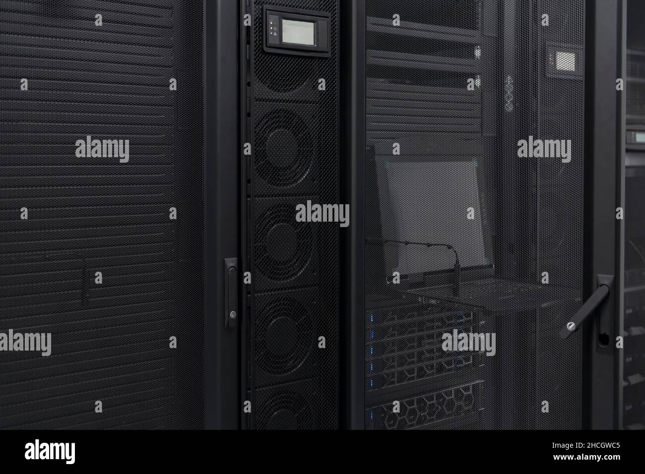 Data Center With Multiple Rows of Fully Operational Server Racks ...