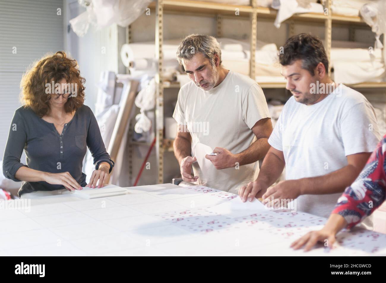 Large group of people, logistic technician workers, female and male ...
