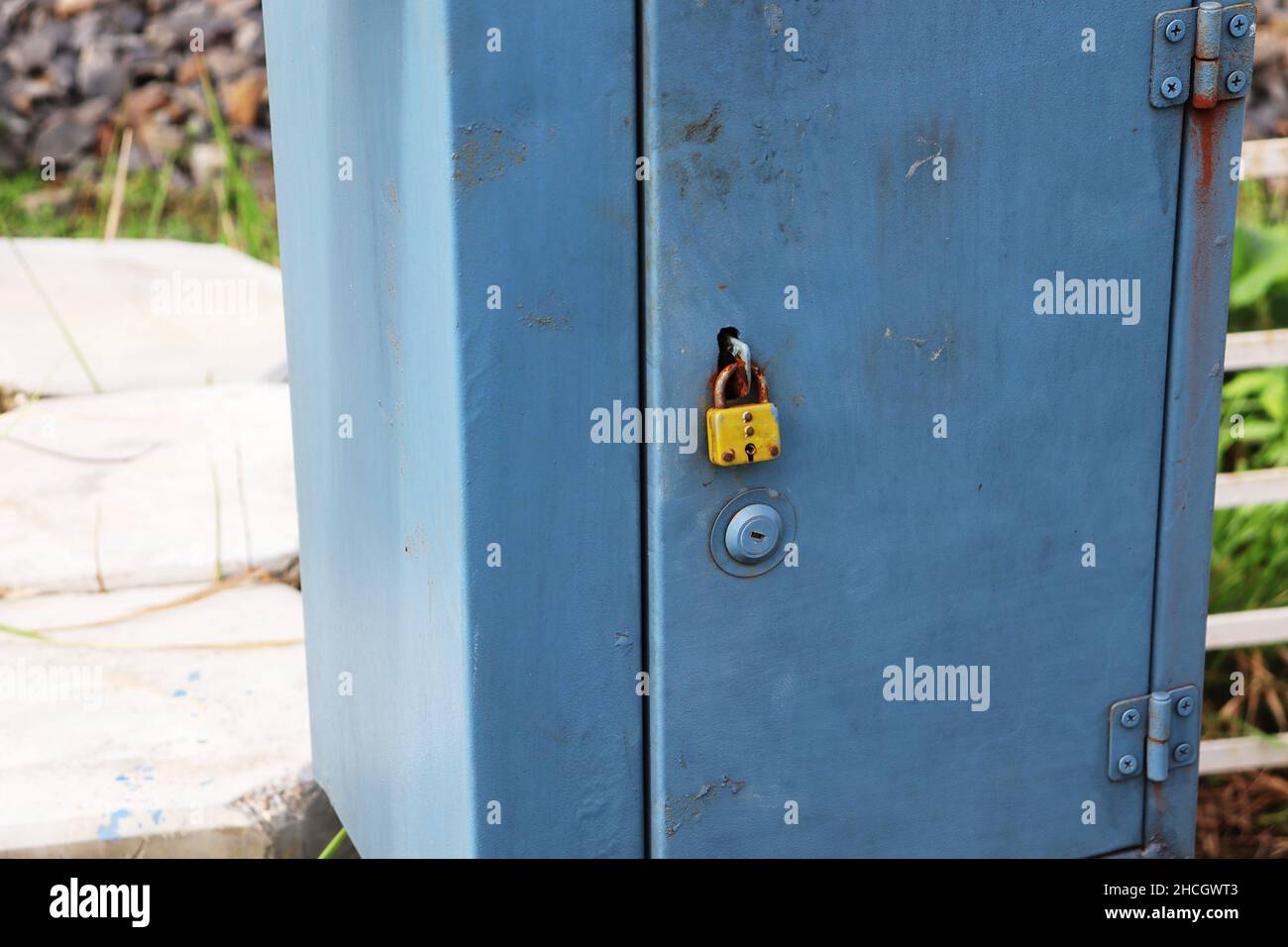 Photo of a locked box (Axle Counter) in railway crossing in India Stock ...