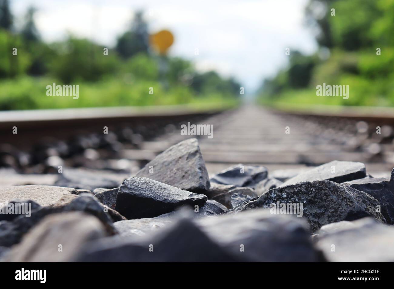 Photo of Rocks in the Railway track Stock Photo - Alamy